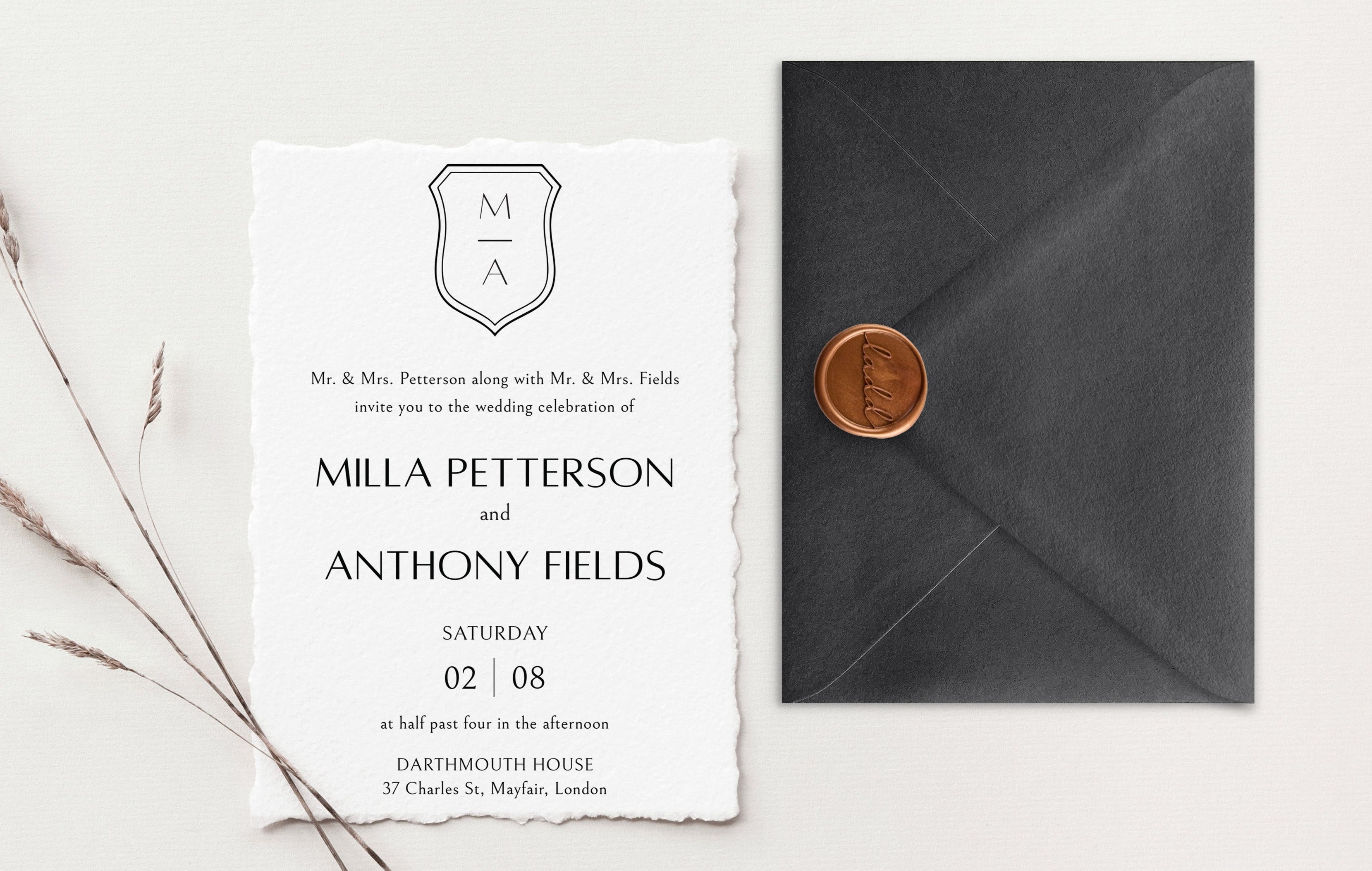 Milla Deckle Edge Wedding Invitations – Ladd Stamps