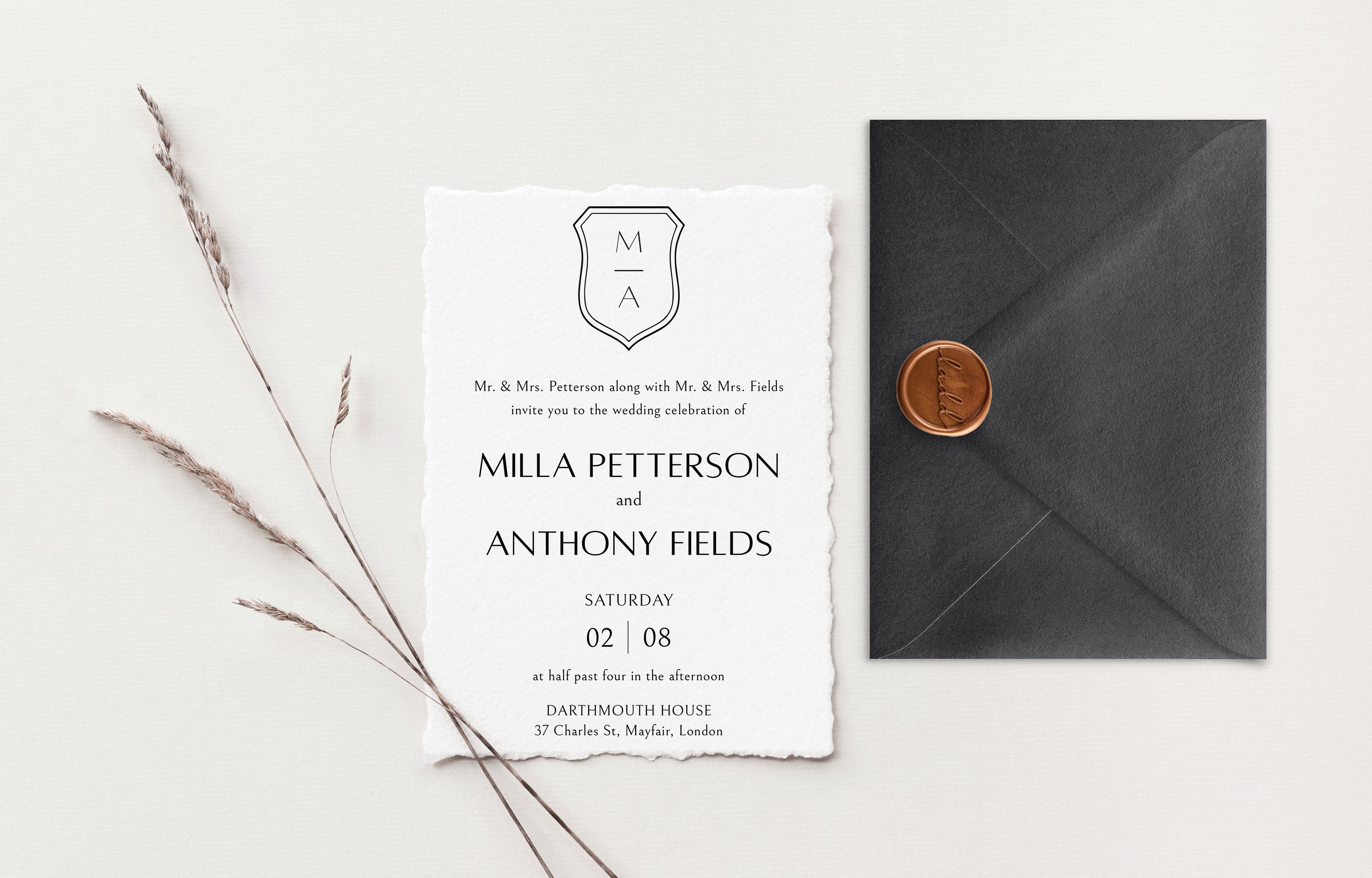 Milla Deckle Edge Wedding Invitations – Ladd Stamps