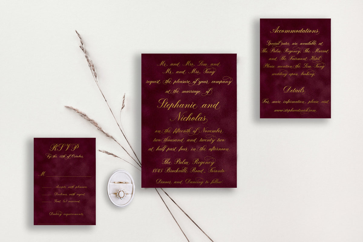 Stephanie Velvet Wedding Invitations – Ladd Stamps